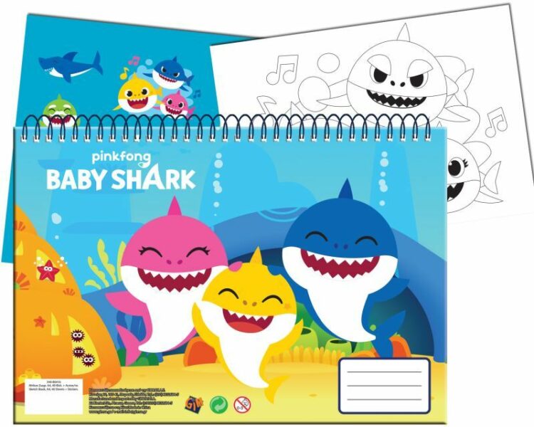 Μπλοκ Ζωγραφικής | Baby Shark Μπλοκ Ζωγραφικής A4 Και Αυτοκόλλητα ...
