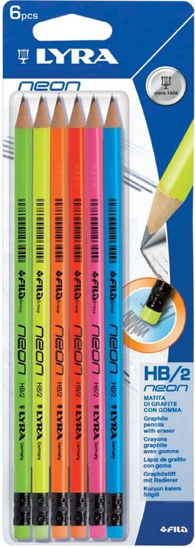 Μολύβια | Lyra Μολύβι Neon Με Γόμα HB 6Τμχ | KidnBaby.gr